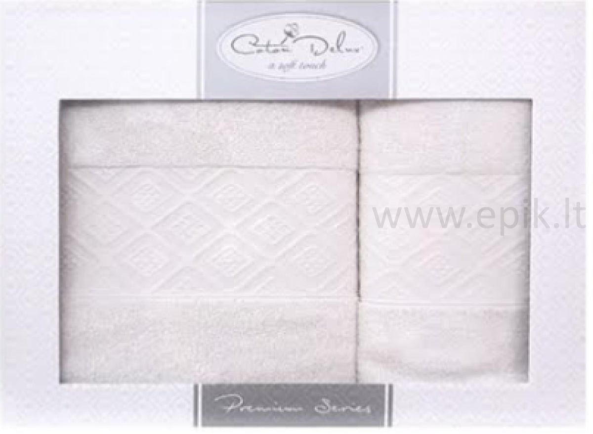 Pieno baltos spalvos medvilnės ir bambuko pluošto 3 rankšluosčių rinkinys – Epik.lt